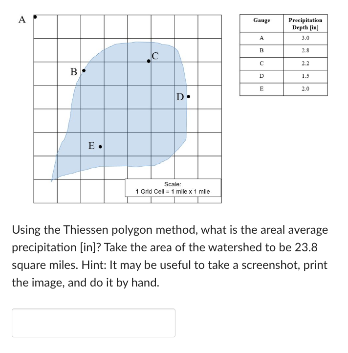 Solved by an EXPERT Using the Thiessen polygon method, what is the areal | Chegg.com