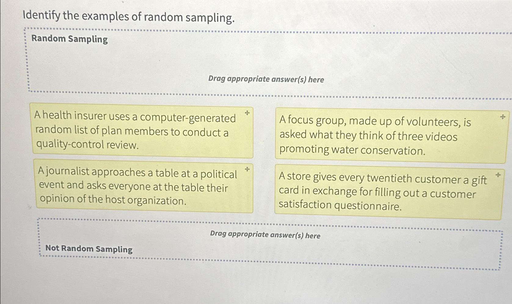 Solved Identify the examples of random sampling.Random | Chegg.com