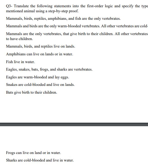 Solved Q3- ﻿Translate the following statements into the | Chegg.com