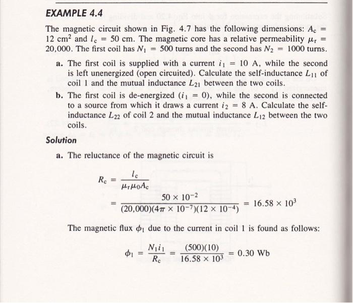 Solved D4.8 In the magnetic circuit of Example 4.4, an air | Chegg.com