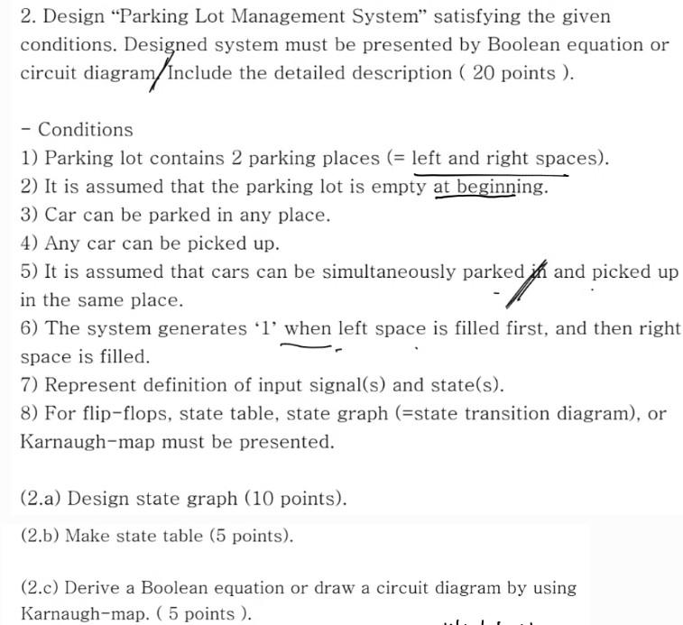 Solved 2. Design "Parking Lot Management System" satisfying | Chegg.com