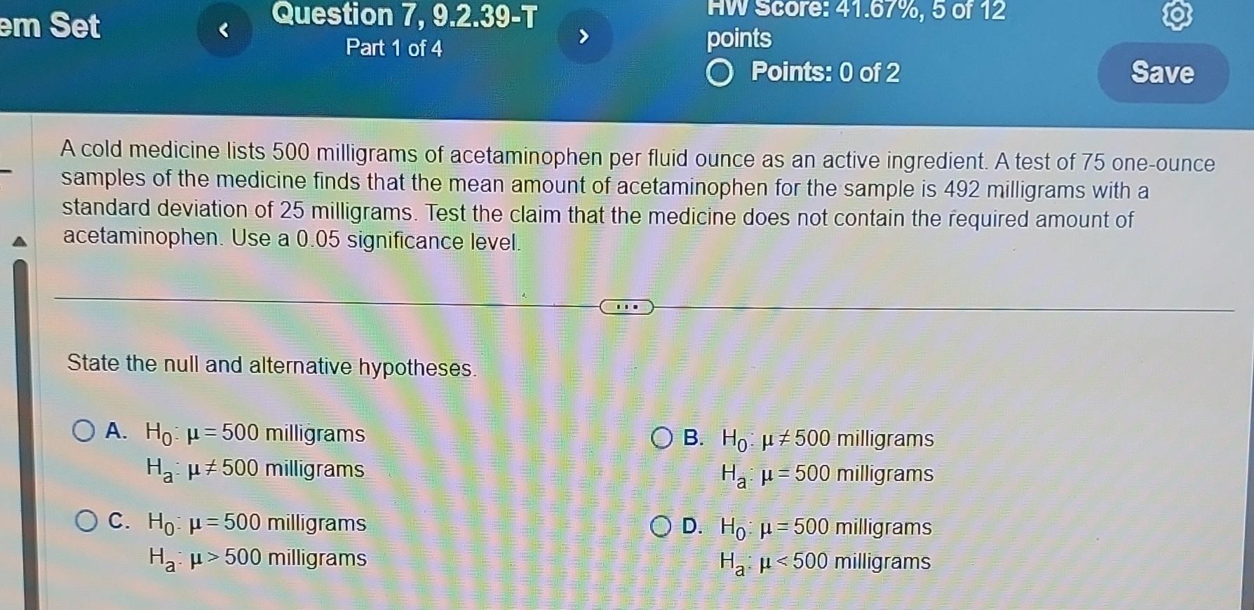 Solved A cold medicine lists 500 milligrams of acetaminophen | Chegg.com