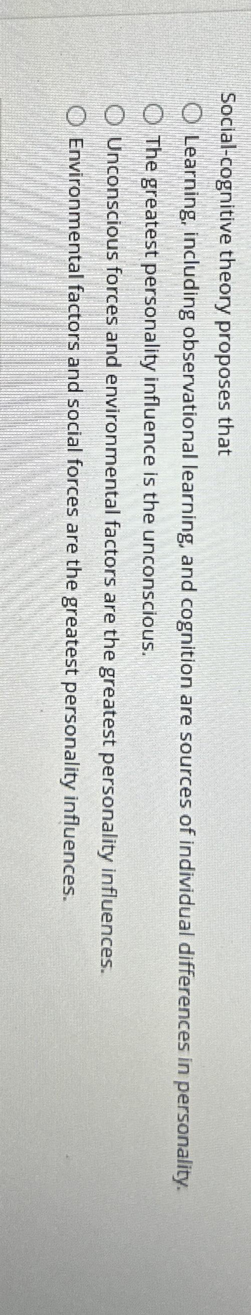 Solved Social-cognitive theory proposes thatLearning, | Chegg.com