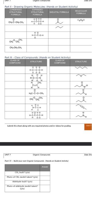 [Solved]: Part II - Drawing Organic Molecules: (Hands on St