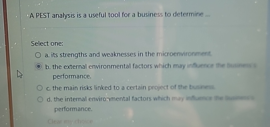 Solved A PEST analysis is a useful tool for a business to | Chegg.com