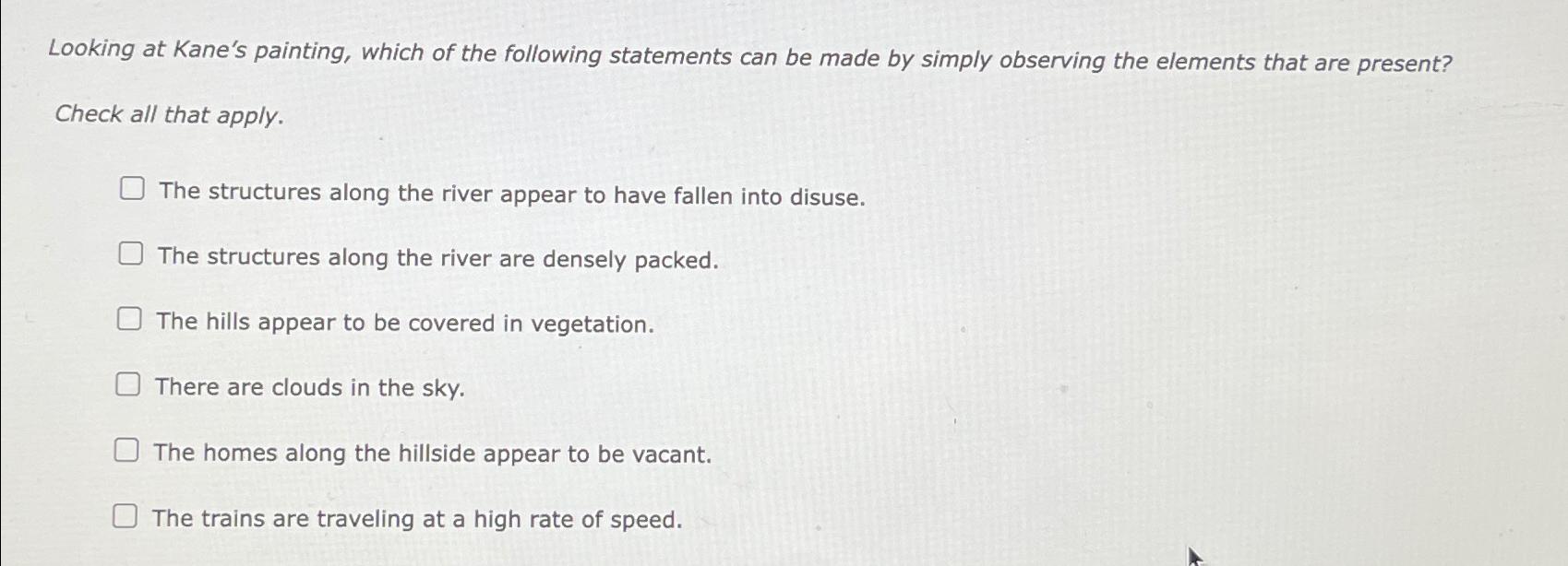 Solved Looking at Kane's painting, which of the following | Chegg.com