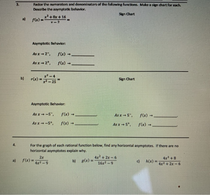 Solved 3. Factor the numerators and denominators of the | Chegg.com