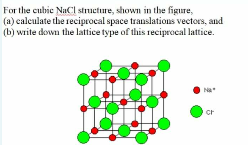 Solved For the cubic NaCl structure, shown in the figure, | Chegg.com