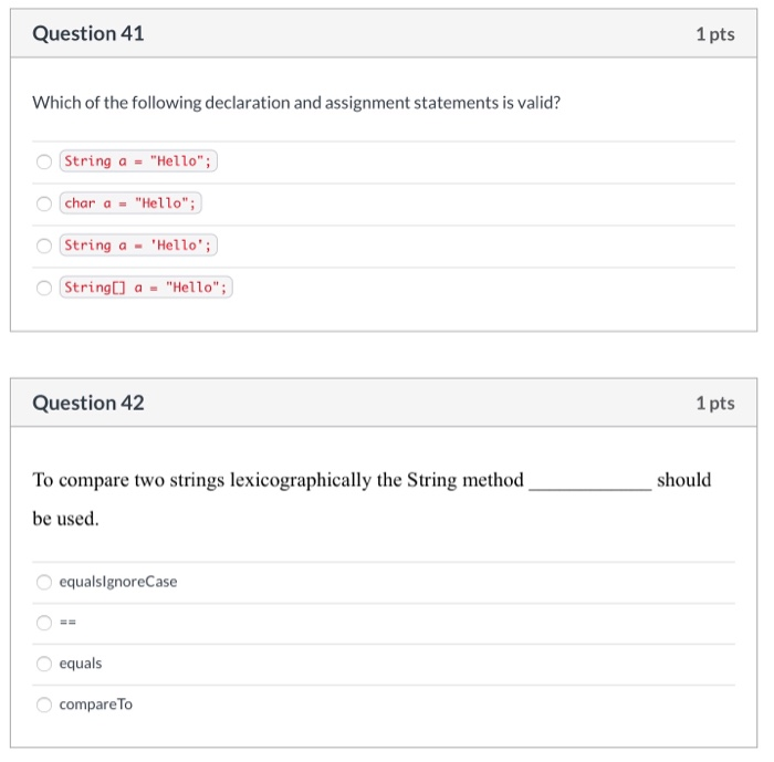 Solved Question 41 1 pts Which of the following declaration | Chegg.com