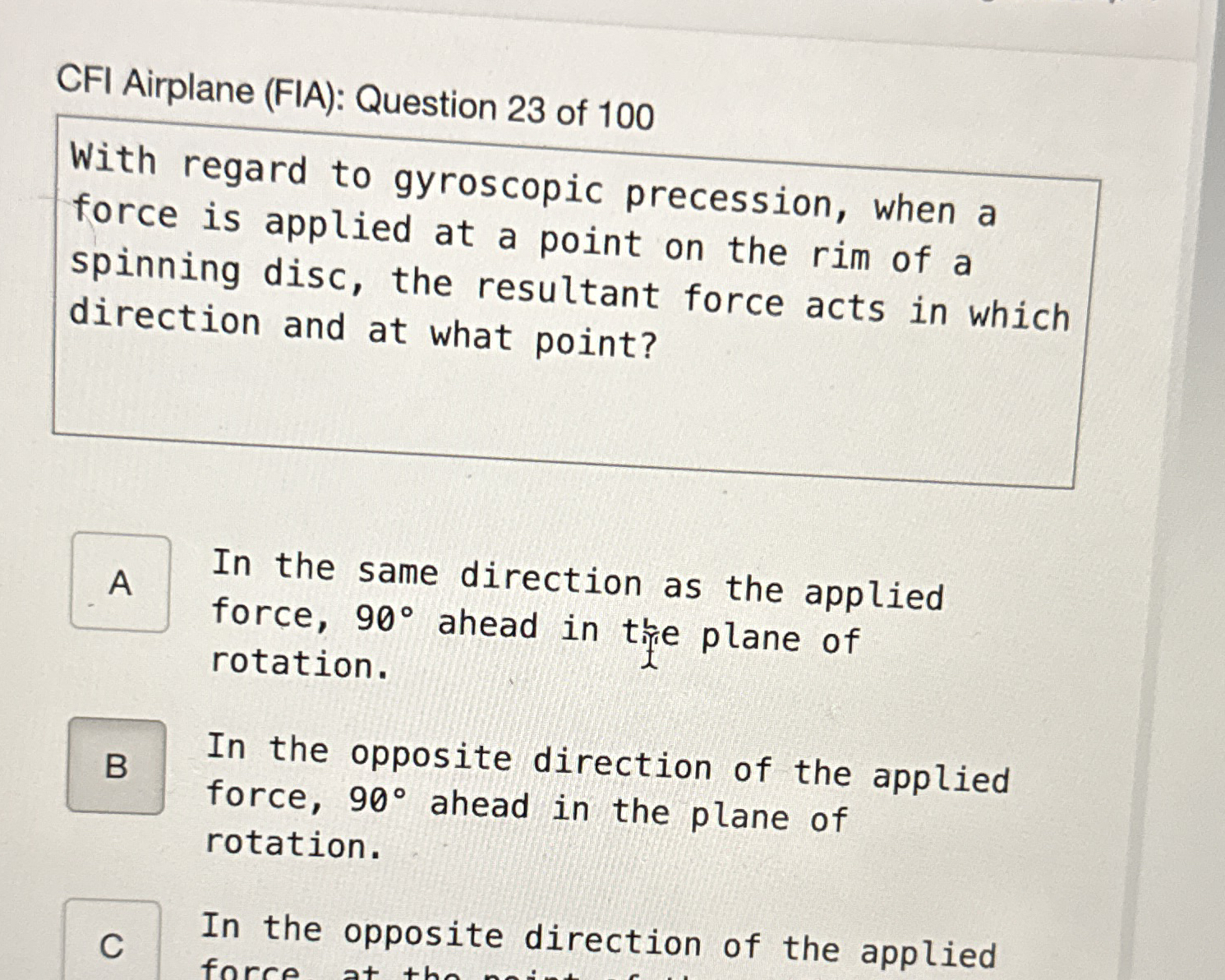 Solved CFI Airplane (FIA): Question 23 ﻿of 100With regard to | Chegg.com