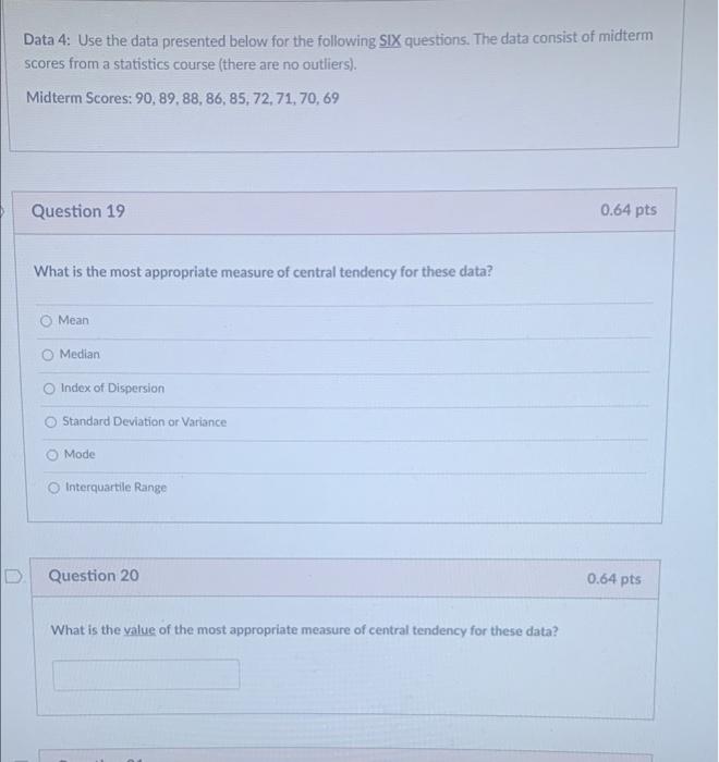 Solved Data 4: Use the data presented below for the | Chegg.com
