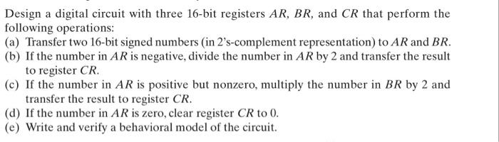 Solved Design a digital circuit with three 16-bit registers | Chegg.com