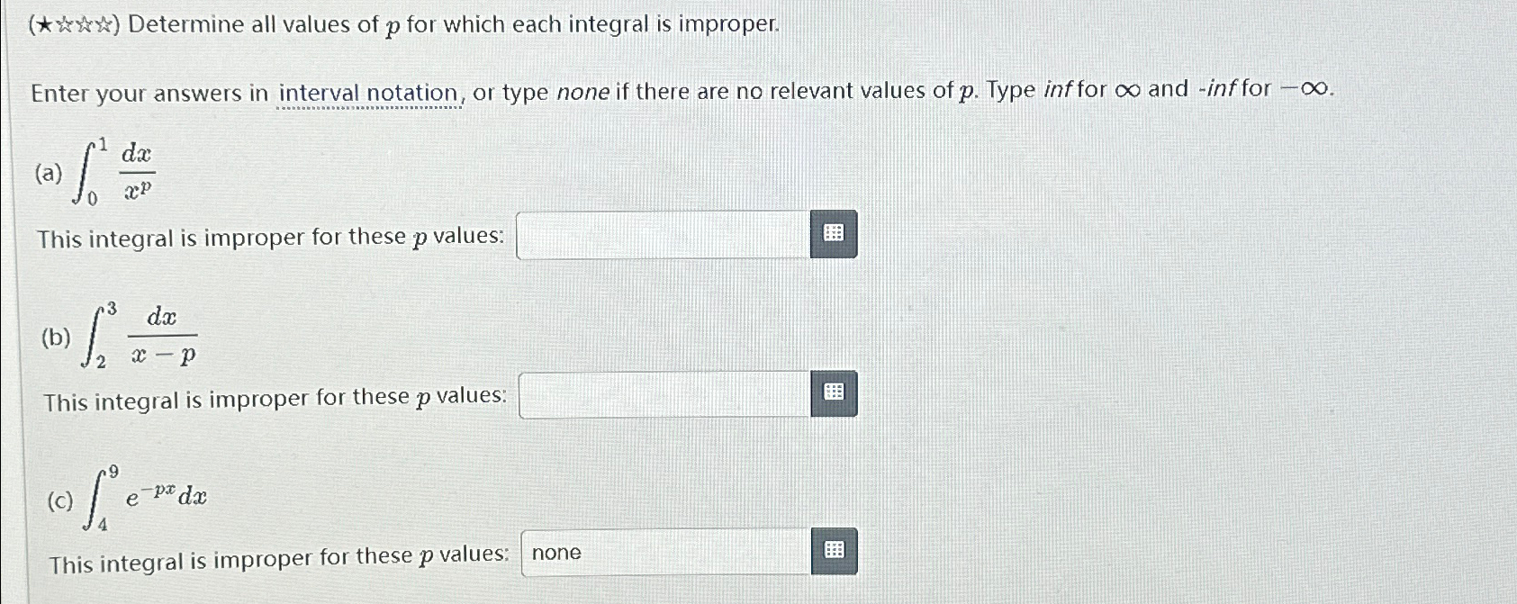 Solved ( *** ﻿&Enter your answers in interval notation, or | Chegg.com