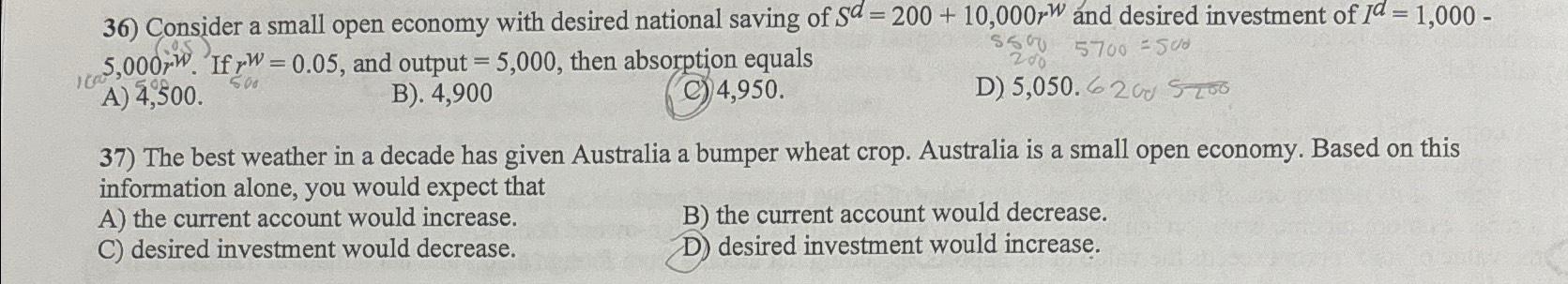 Solved Consider a small open economy with desired national | Chegg.com