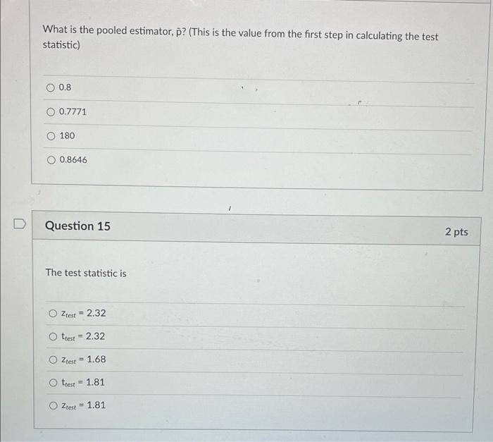 What is the pooled estimator, pˉ ? (This is the value | Chegg.com