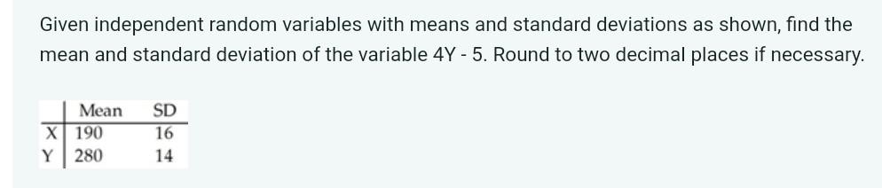 Solved Given independent random variables with means and | Chegg.com