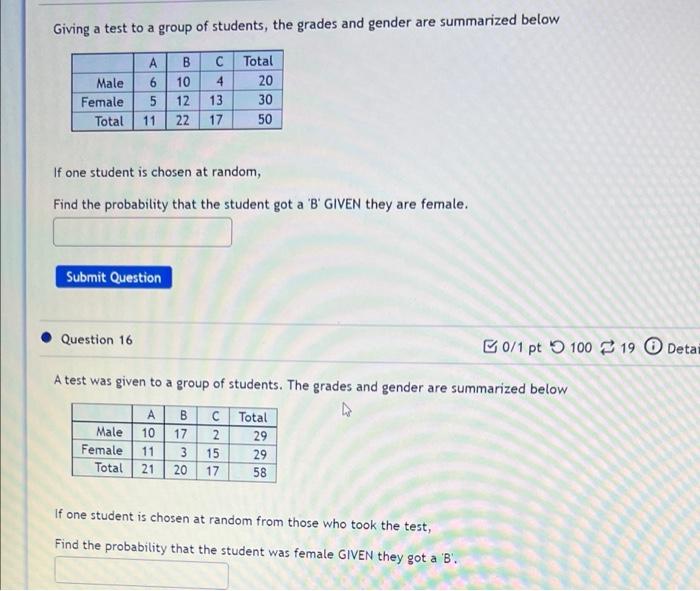 Solved Giving a test to a group of students, the grades and | Chegg.com