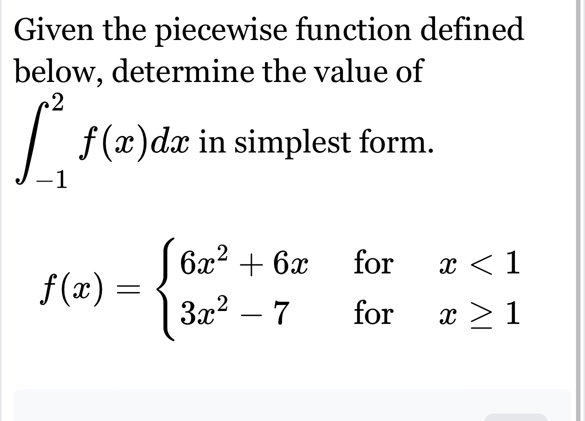 Solved Given the piecewise function defined below, determine | Chegg.com