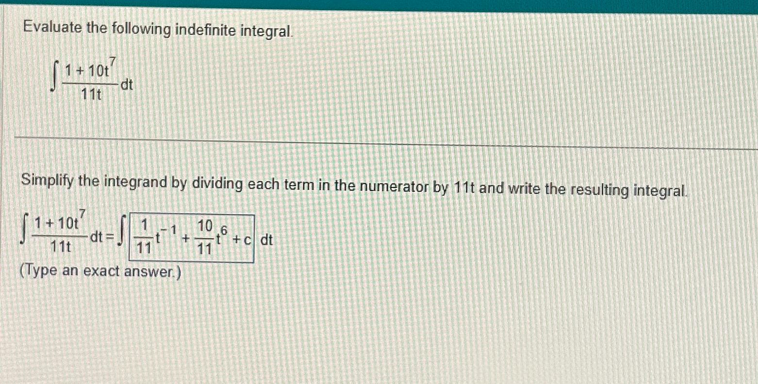 Evaluate the following indefinite | Chegg.com