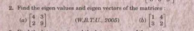 Solved Find the eigen values and eigen vectors of the | Chegg.com