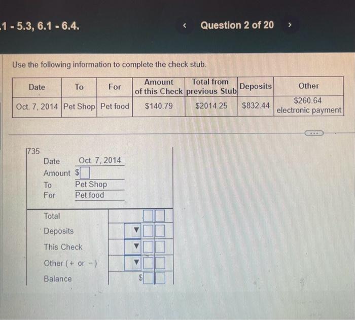 Solved Use the following information to complete the check | Chegg.com