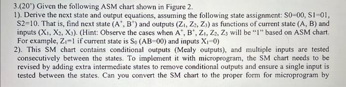 Solved 3 20′ Given The Following Asm Chart Shown In 4715