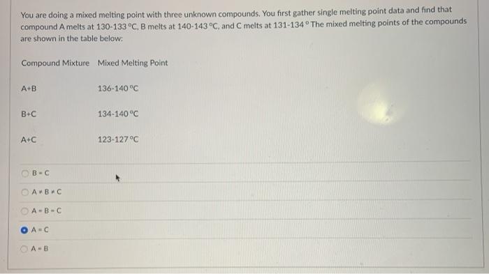 Solved You are doing a mixed melting point with three | Chegg.com
