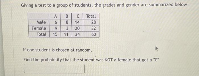 Solved If one student is chosen at random, Find the | Chegg.com