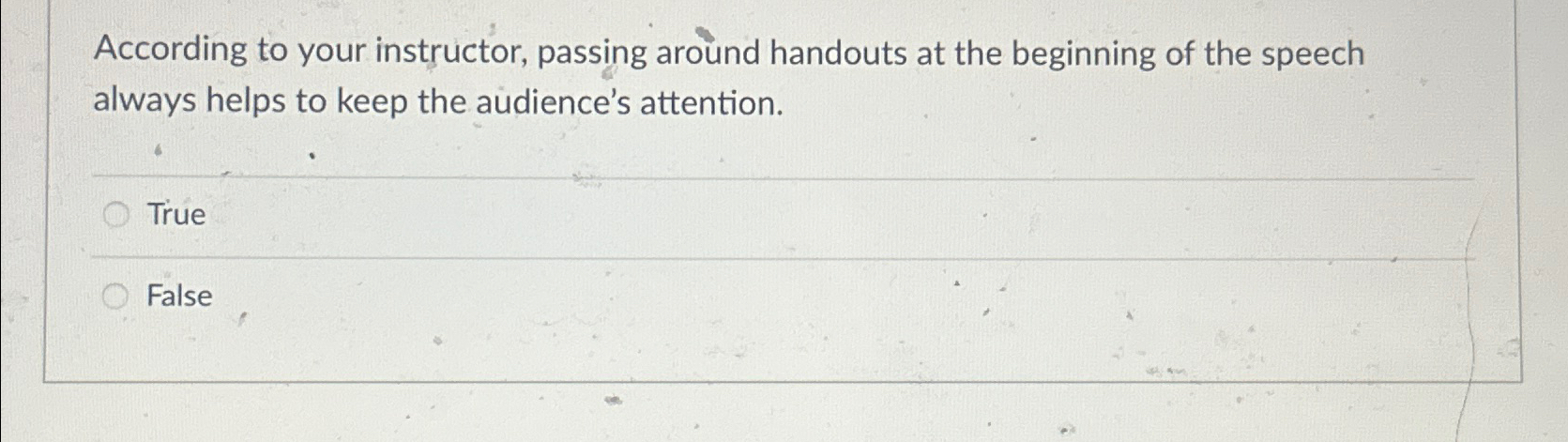 Solved According to your instructor, passing around handouts | Chegg.com
