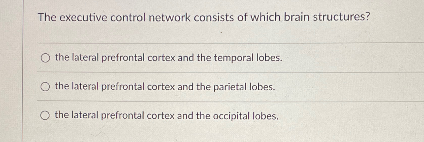 Solved The executive control network consists of which brain | Chegg.com