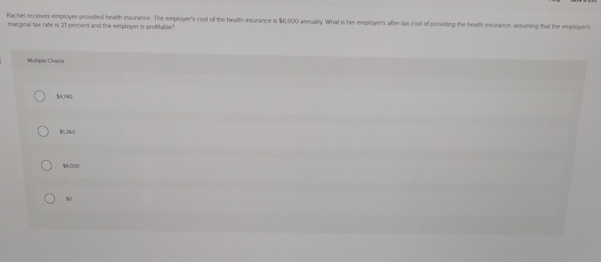 Solved marginal tax rate is 21 percent and the employer is | Chegg.com