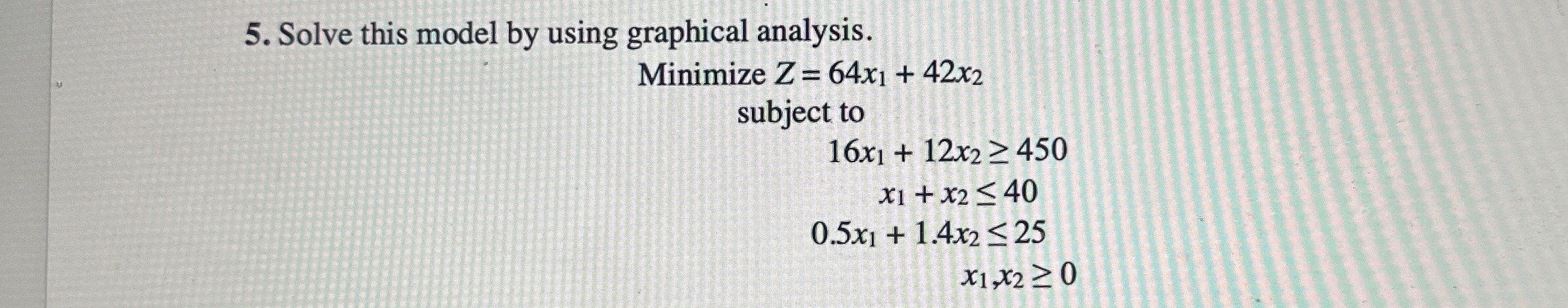 Solve this model by using graphical analysis. | Chegg.com