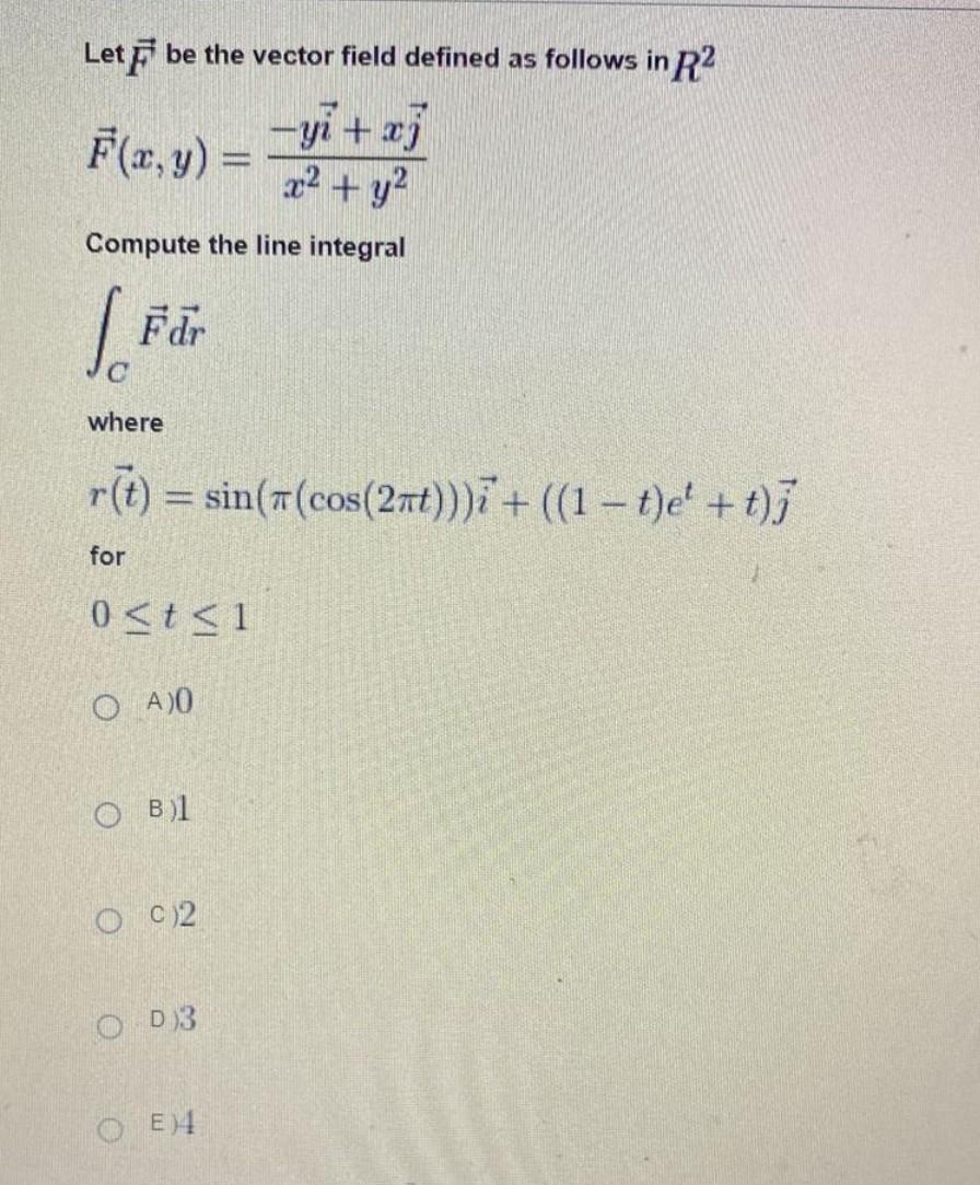Solved Let F be the vector field defined as follows in R2 | Chegg.com