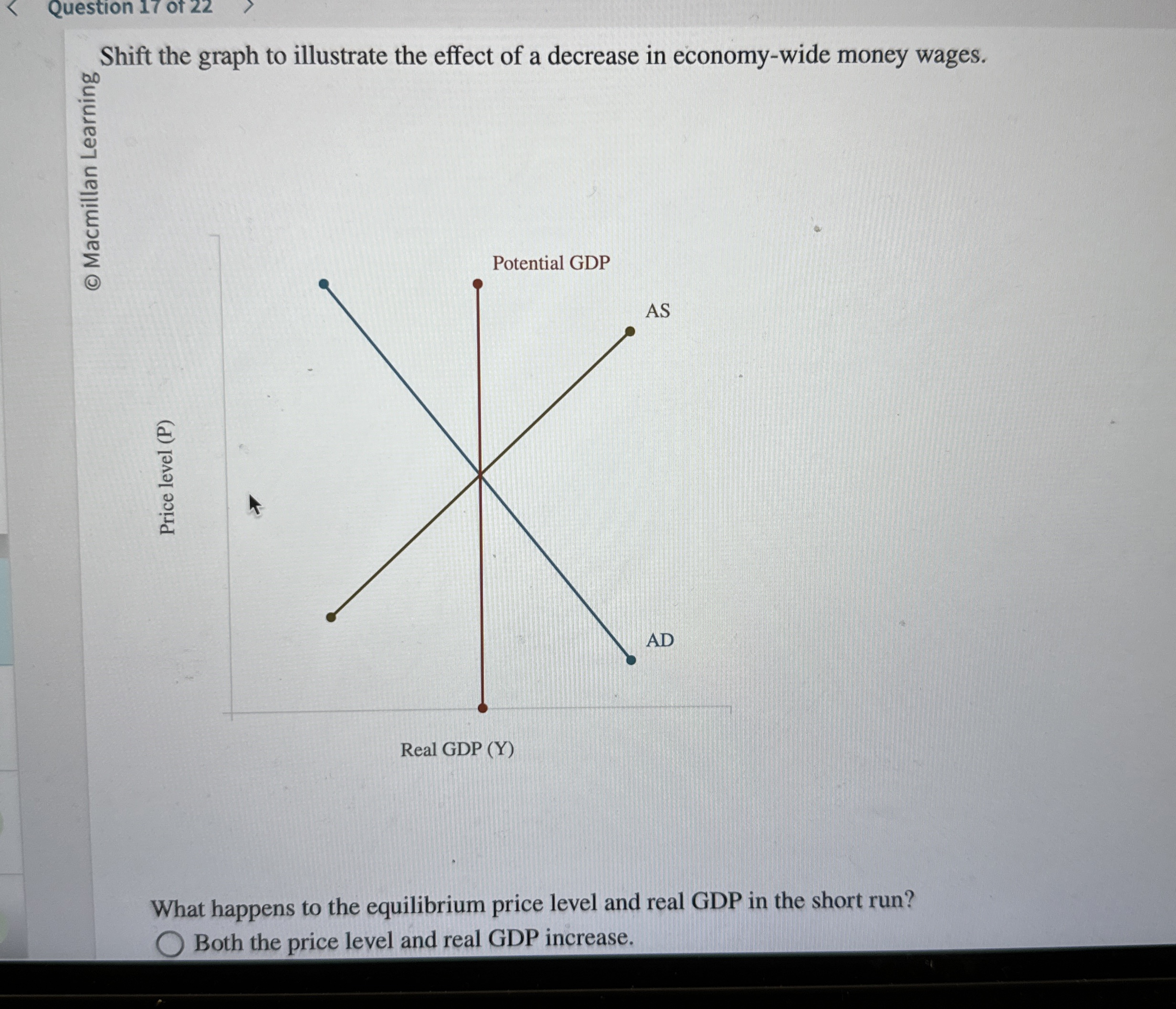 Solved What happens to the equilibrium price level and real | Chegg.com
