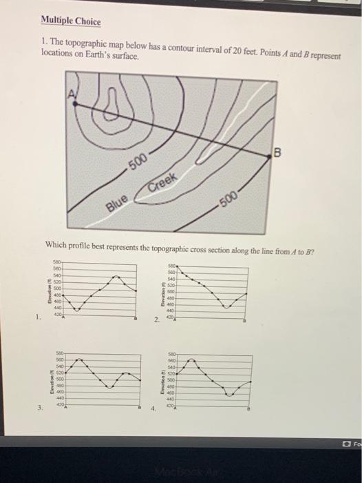 Solved Multiple Choice 1. The topographic map below has a | Chegg.com