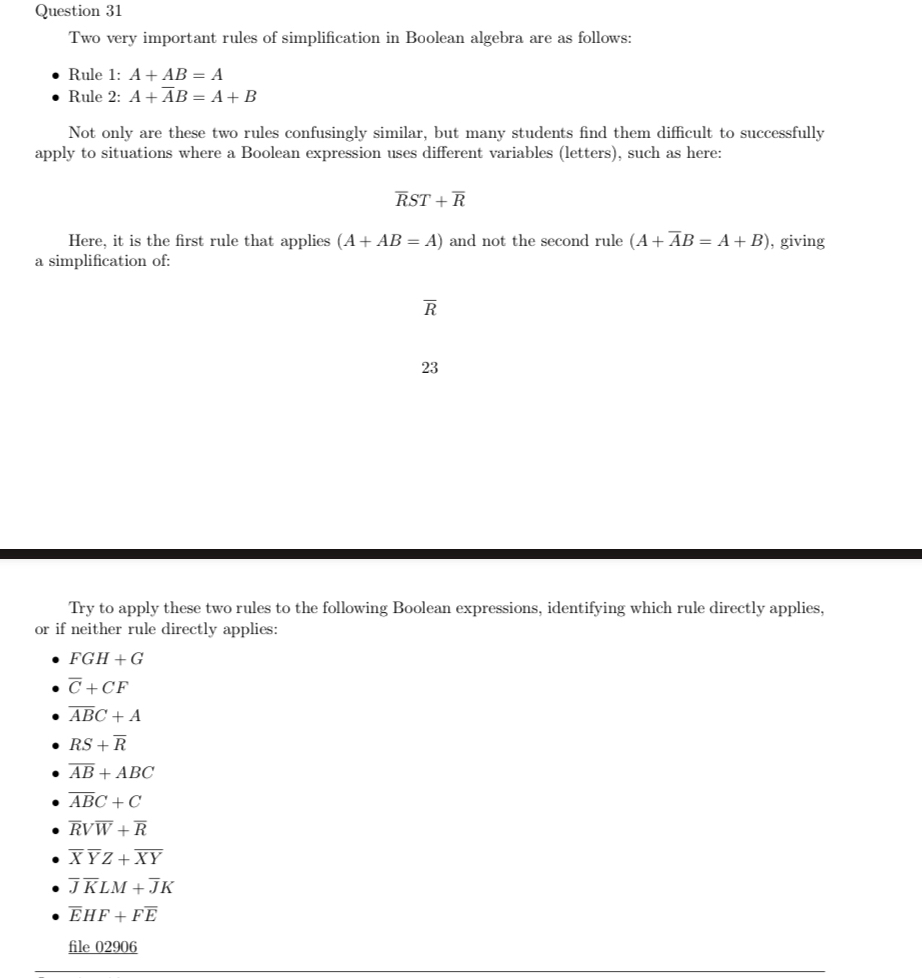Solved Question 31Two very important rules of simplification | Chegg.com