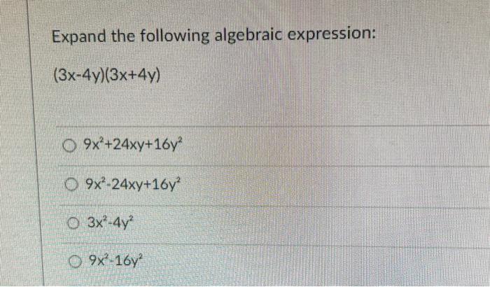 Solved Expand the following algebraic expression: | Chegg.com