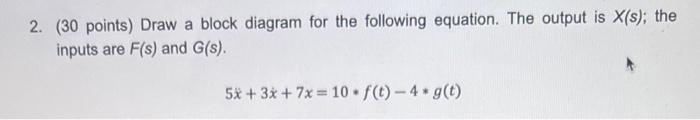 Solved 2. ( 30 points) Draw a block diagram for the | Chegg.com