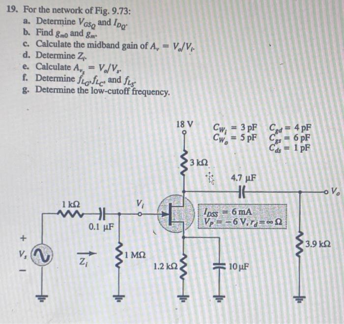 Solved 19. For the network of Fig. 9.73: a. Determine Vase | Chegg.com