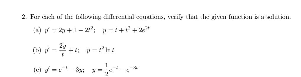 Solved For each of the following differential equations, | Chegg.com