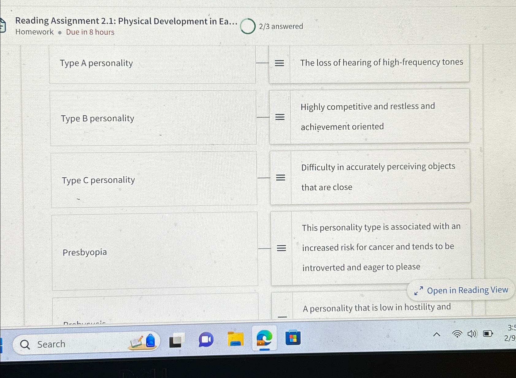 Solved Reading Assignment 2.1: Physical Development in Ea... | Chegg.com