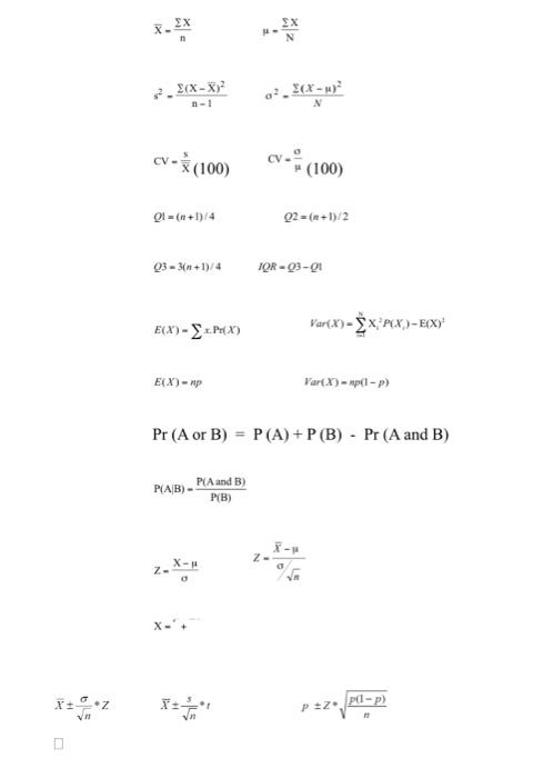 Solved what are each of these formulas for and what do each | Chegg.com