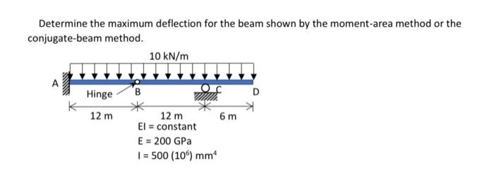 Solved Determine the maximum deflection for the beam shown | Chegg.com