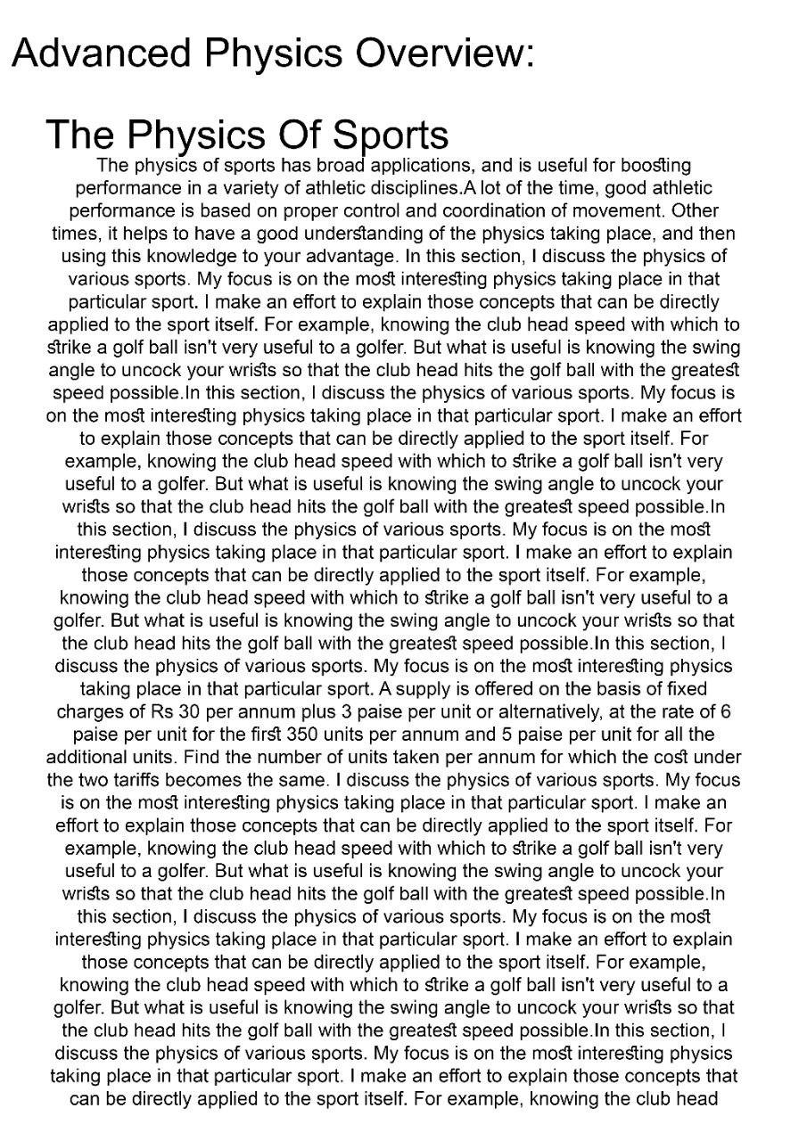 Solved Advanced Physics Overview: The Physics Of Sports The | Chegg.com