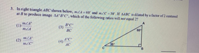 Solved 3. In right triangle ABC shown below, m A = 60 and | Chegg.com