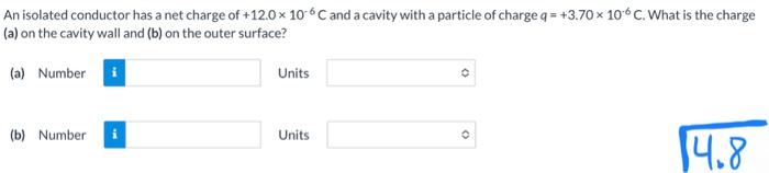 Solved An isolated conductor has a net charge of +12.0×10−6C | Chegg.com