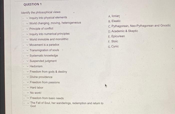 Identify the philosophical views: Inquiry into | Chegg.com