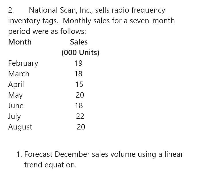 Solved 2. National Scan, Inc., sells radio frequency | Chegg.com
