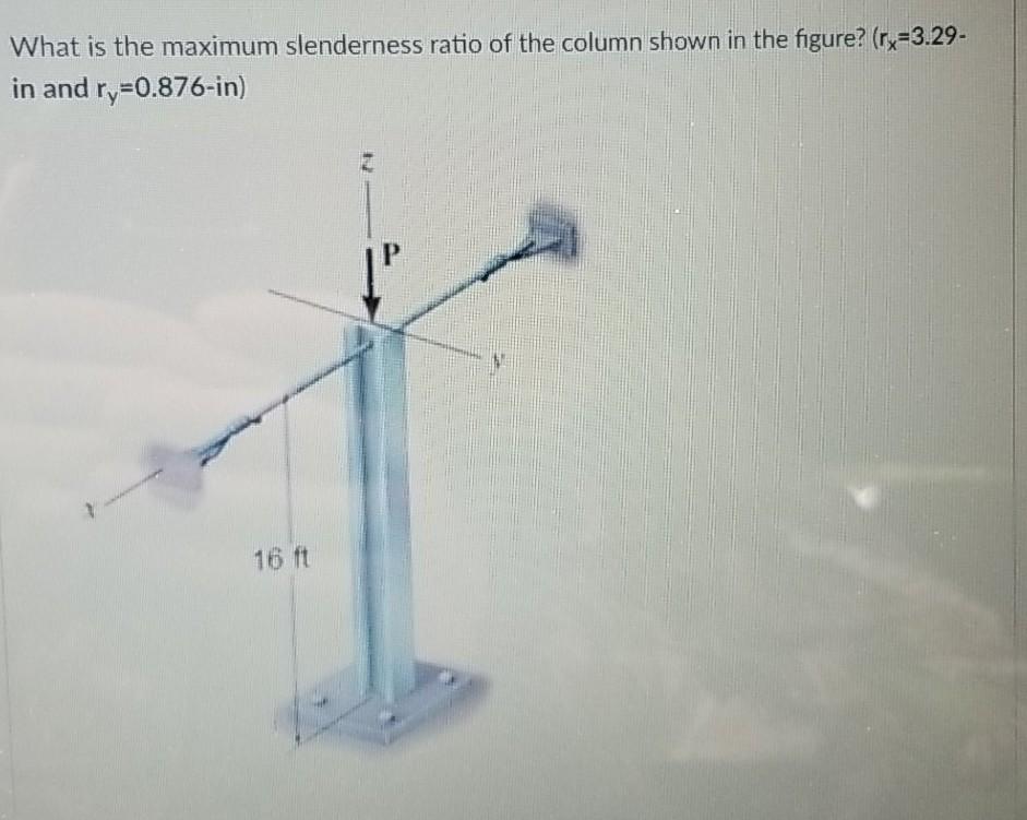 Solved What is the maximum slenderness ratio of the column | Chegg.com