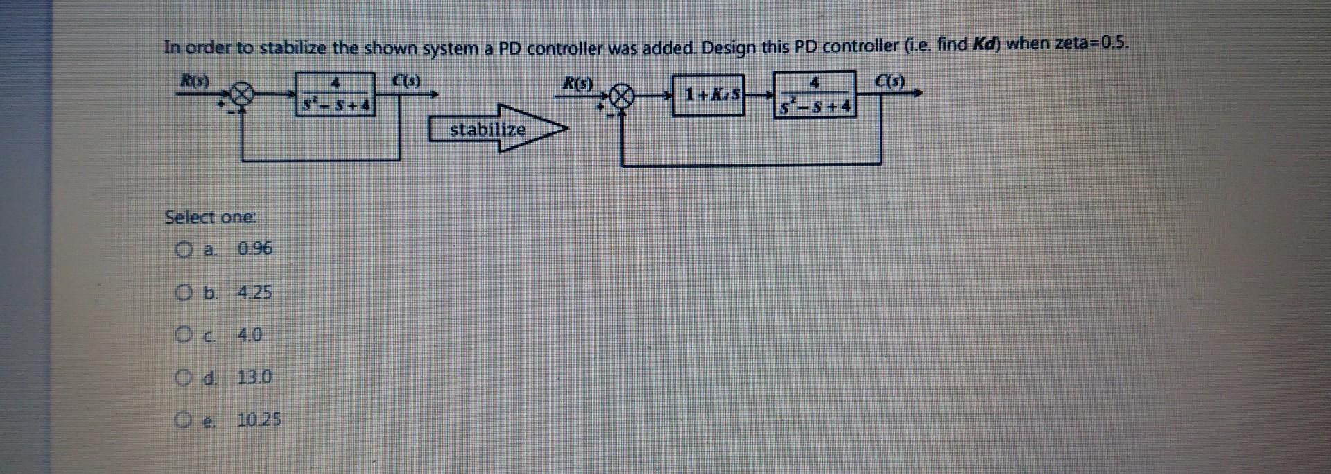 Solved In order to stabilize the shown system a PD | Chegg.com